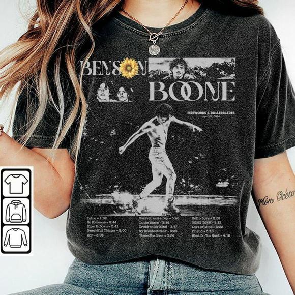 Tops | Retro Benson Boone Shirt Fireworks Rollerblades Album Tour 224 ...